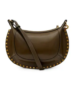 Isabel Marant Étoile Oskan Moon Stud-embellished Shoulder Bag - Dark Olive