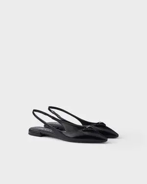 Prada Slingback Logo Flat Pumps
