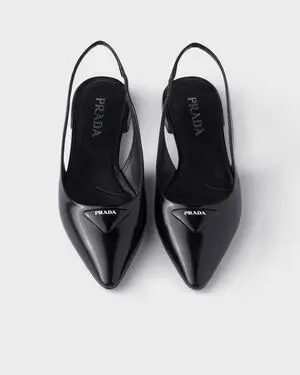 Prada Slingback Logo Flat Pumps