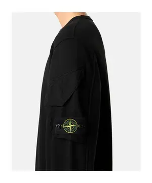 Stone Island Crewneck Sweatshirt With Detachable Logo Patch - Black