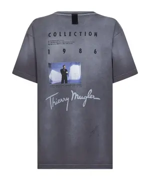 MUGLER Oversized Graphic T-shirt - Gray