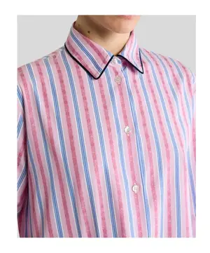 Etro Cotton Jacquard Shirt With Fil Coupé Stripe Motif - Pink