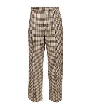 Emporio Armani Pleated Wide-leg Trousers In A Tartan Check Motif - Multicolor
