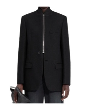 MAISON MARGIELA Zip-front Flannel Blazer - Black