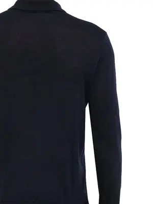Emporio Armani Zip-neck Embroidered Logo Polo Shirt - Blue Navy