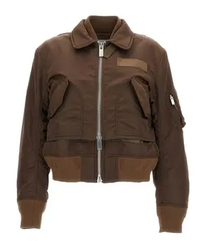 Sacai Double-zip Bomber Jacket - Brown