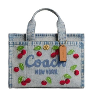 COACH Cargo Tote Bag 26 With Cherry Embroidery - Gray