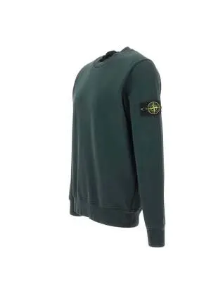 Stone Island Crewneck Sweatshirt With Logo Patch - Green