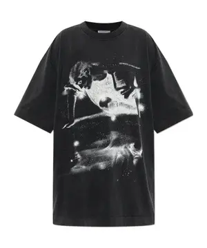 Off-White Short-sleeved Dress - Black