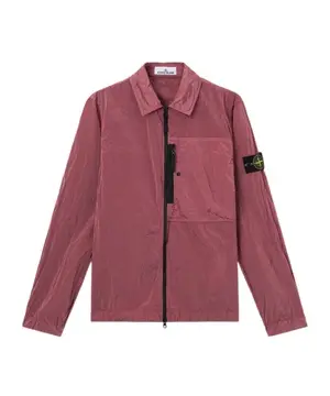 Stone Island Regular-fit Zip-up Overshirt With Chest Pocket - Geranium