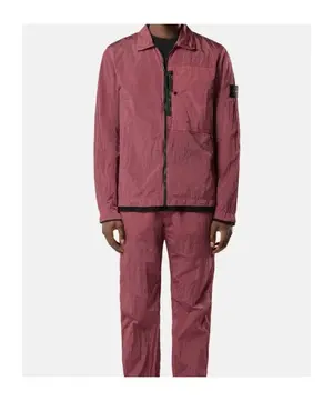 Stone Island Regular-fit Zip-up Overshirt With Chest Pocket - Geranium