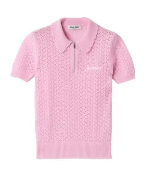 Miu Miu Cashmere And Silk Polo Shirt - Pink
