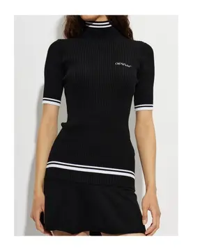 Off-White Short-sleeved High-neck Knit Top