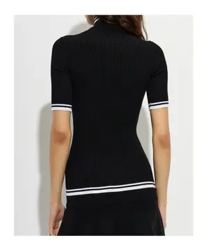 Off-White Short-sleeved High-neck Knit Top