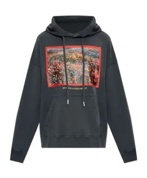 Off-White Long-sleeve Hooded Sweatshirt - Grey