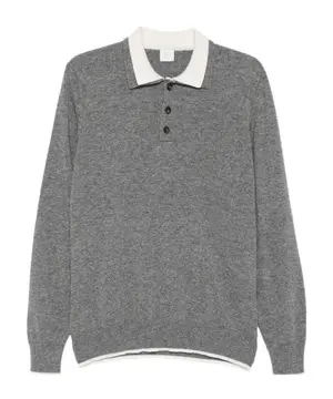 Eleventy Contrast Collar Polo Knitted Sweater
