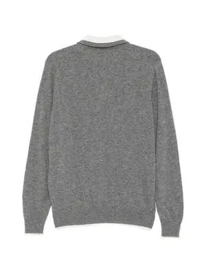 Eleventy Contrast Collar Polo Knitted Sweater