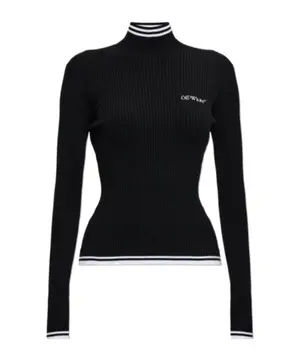 Off-White Long-sleeve High-neck Knit Top - Black