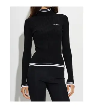 Off-White Long-sleeve High-neck Knit Top
