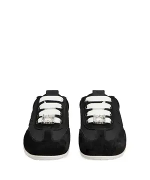 ROGER VIVIER Viv Low Mules In Suede And Fabric - Black
