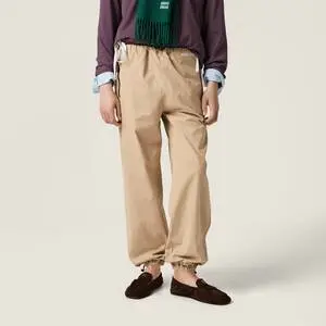 Miu Miu Washed Gabardine Joggers With Embroidered Logo - Rope