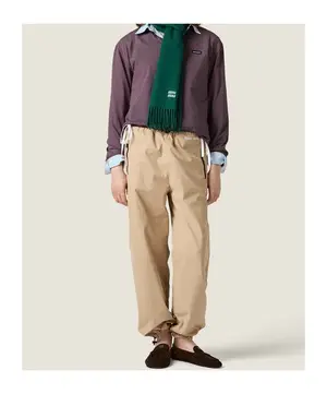 Miu Miu Washed Gabardine Joggers With Embroidered Logo - Rope