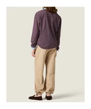 Miu Miu Washed Gabardine Joggers With Embroidered Logo - Rope