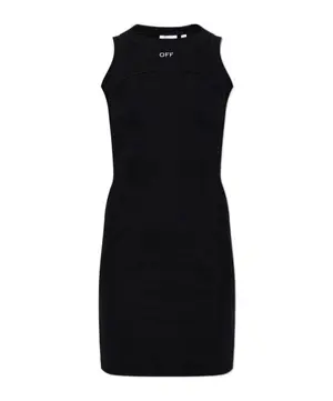 Off-White Sleeveless Dress - Black