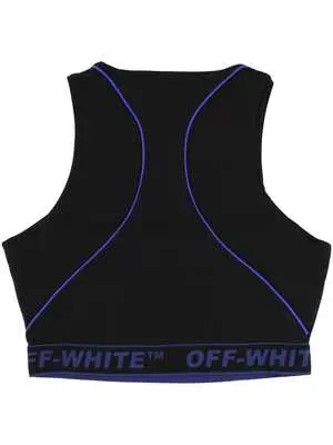 Off-White Cropped Sports Tank Top With Contrasting Logo - Black