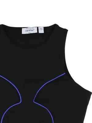 Off-White Cropped Sports Tank Top With Contrasting Logo - Black
