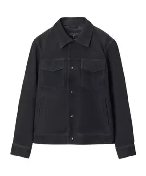 Rag & Bone Suede Trucker Jacket - Navy Blue