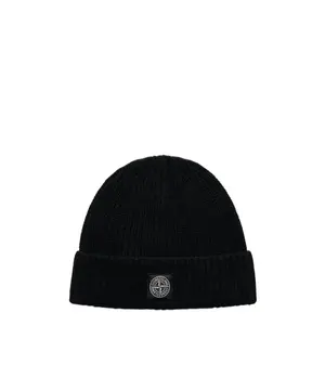 Stone Island Ribbed Knit Hat - Black
