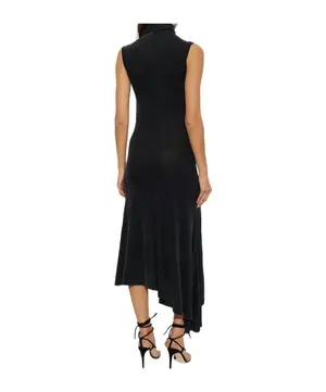Off-White Asymmetrical High Neck Sleeveless Dress
