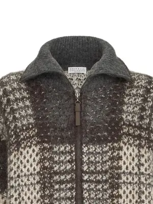 Brunello Cucinelli Embroidered Zip Cardigan - Anthracite