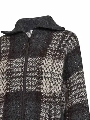 Brunello Cucinelli Embroidered Zip Cardigan - Anthracite