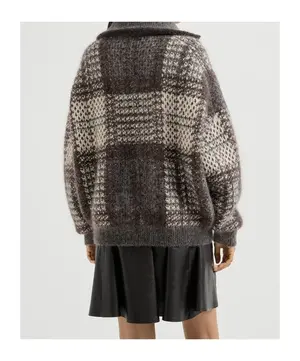 Brunello Cucinelli Embroidered Zip Cardigan - Anthracite