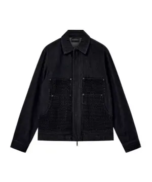 Emporio Armani Denim Jacket With Flocked Lettering Signature Capsule