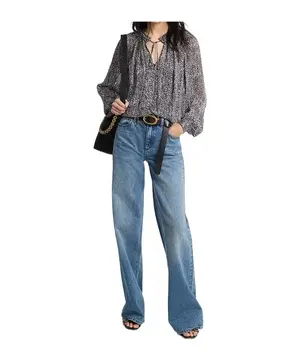 Michael Kors Metallic Printed Georgette Blouse - Black/bone