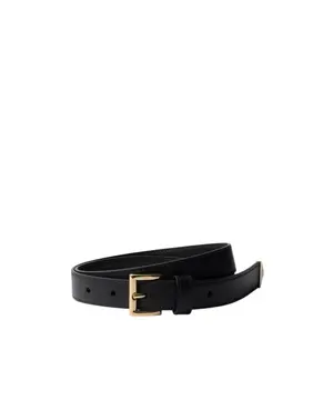 Prada Leather Belt With Enamel Triangle Logo - Black