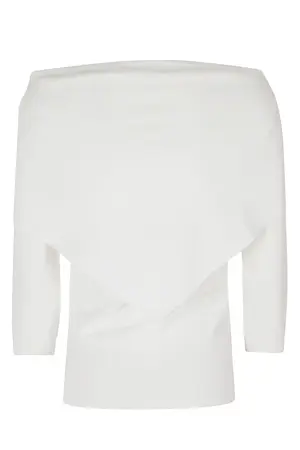 Max Mara Boat Neck Knit Top With Detachable Scarf