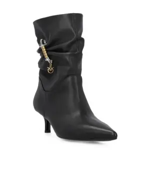 Pinko Ruched Pointed Toe Ankle Boots With Stiletto Heel