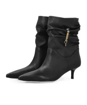Pinko Ruched Pointed Toe Ankle Boots With Stiletto Heel