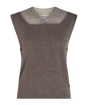 MAISON MARGIELA V-neck Sleeveless Jumper - Brown