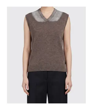 MAISON MARGIELA V-neck Sleeveless Jumper - Brown
