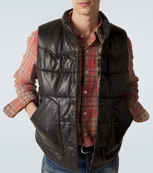 Ralph Lauren Reversible Leather And Cotton Puffer Vest