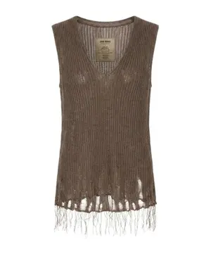 UMA WANG V-neck Sleeveless Knitted Vest - Dark Gray