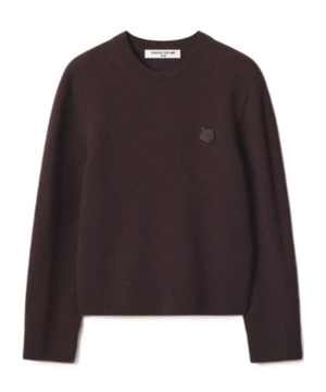 Maison Kitsuné Fox Head Embroidered Knit Sweater - Dark Wood