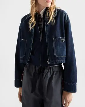 Prada Zip-up Denim Jacket With Patch Pockets