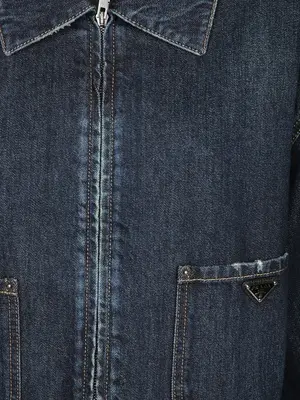 Prada Zip-up Denim Jacket With Patch Pockets