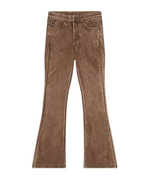 DIESEL® Bootcut Pants In Treated Coated Fabric - Brown